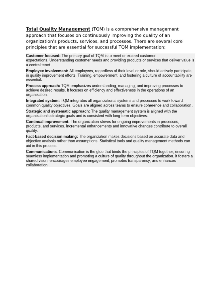 Total Quality Management: Customer Focused | PDF