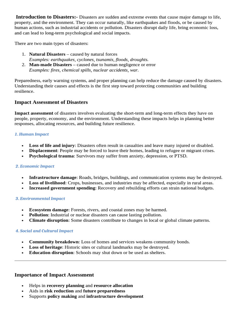 Understanding Disasters and Their Impacts | PDF | Emergency Management ...