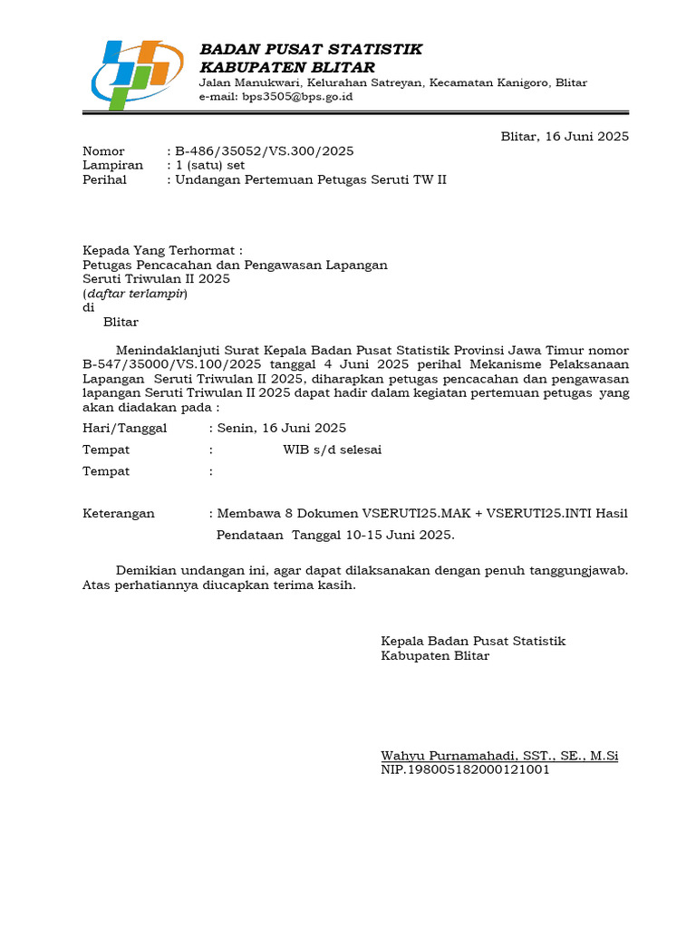 Surat Undangan Pertemuan 86-16025 | PDF