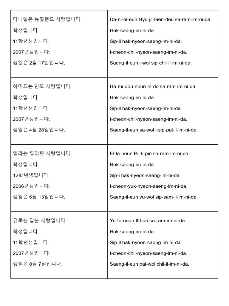 Korean Profiles For Reading Practice | PDF