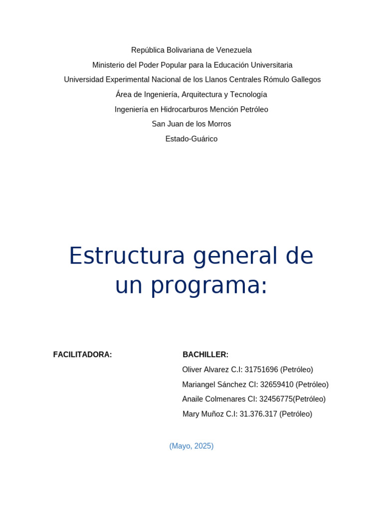 Estructura General De Un Programa Pdf Programación Programa De 9515