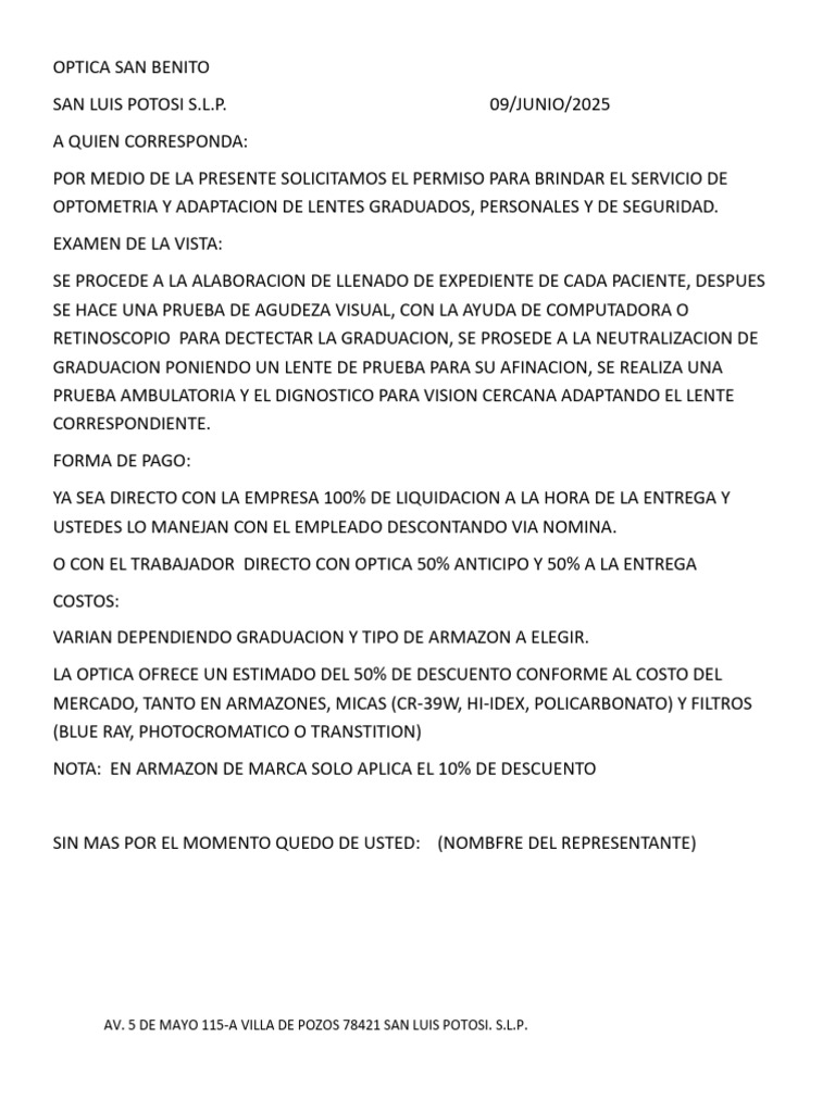 Optica Carta Permiso | PDF