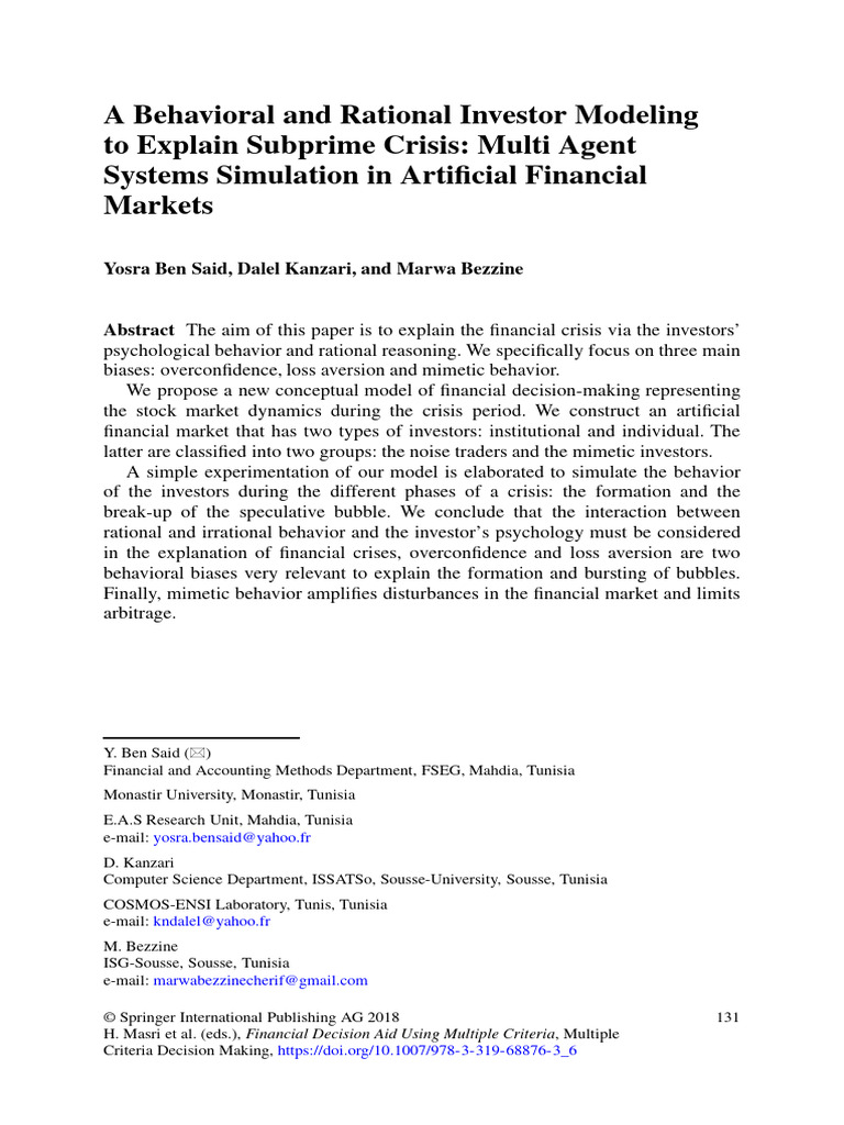 A Behavioral and Rational Investor Model | PDF | Economic Bubble ...