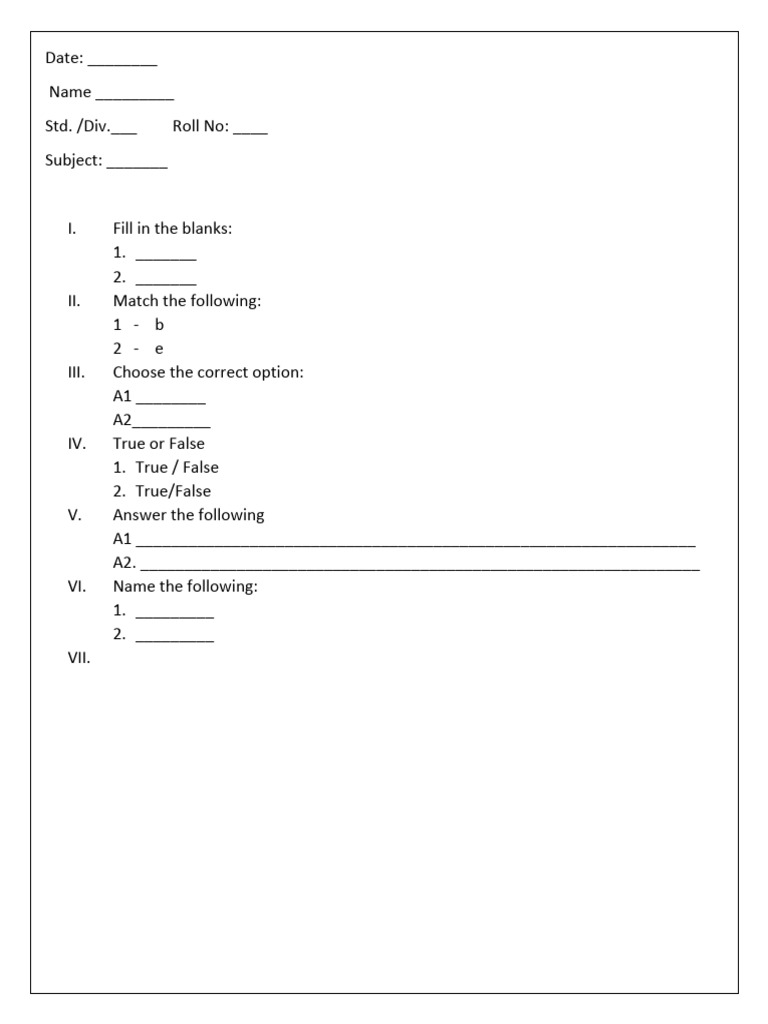 Answer Sheet Sample 1 | PDF