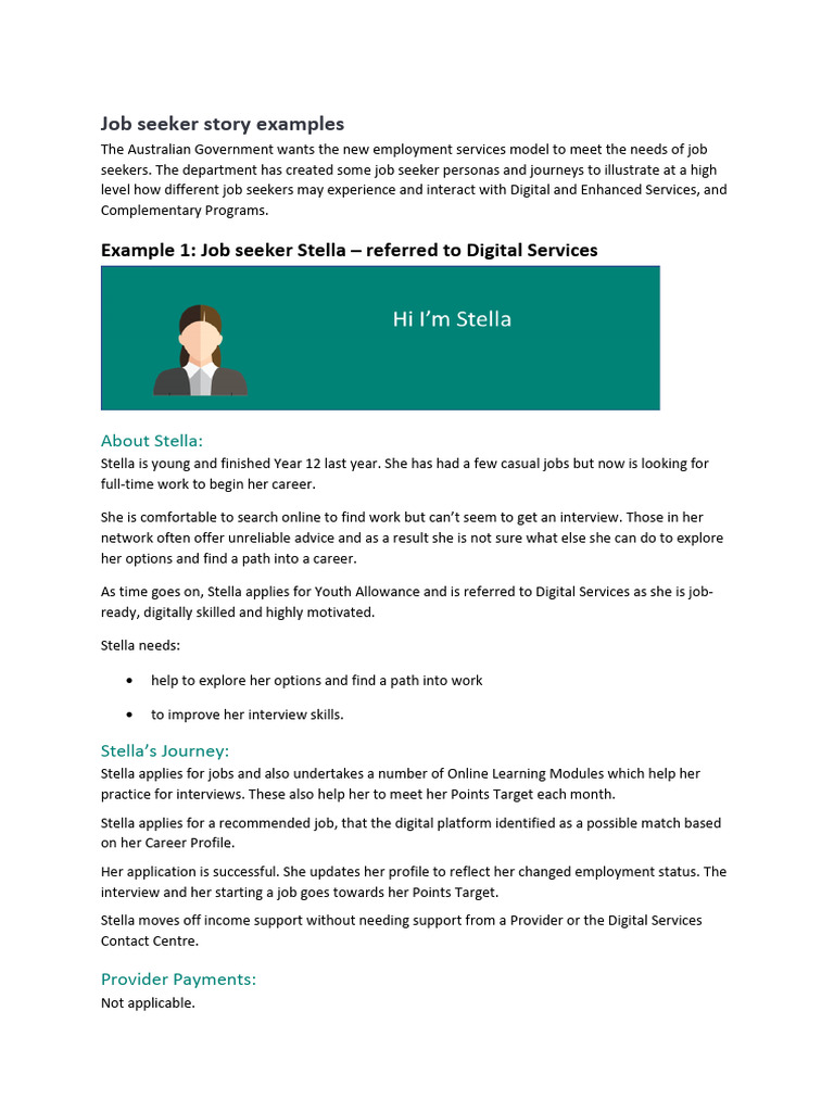 Job Seeker Journey Examples | PDF | Employment | Unemployment Benefits
