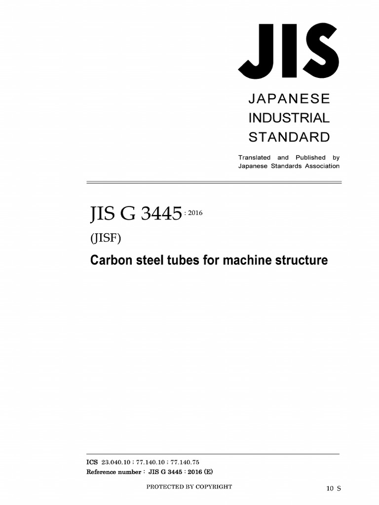 JIS G 3445: Carbon Steel Tubes Standard | PDF | Yield (Engineering) | Steel