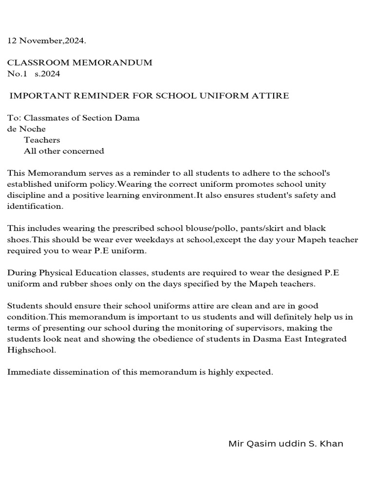 School Uniform Policy Reminder | PDF