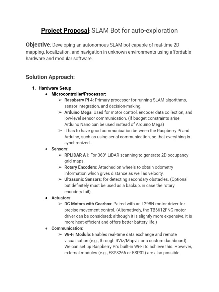 Auto-Explorer Project Proposal | PDF | Lidar | Computing