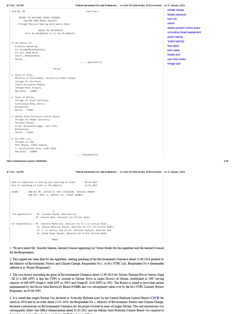 Prafulla Samantara S - O Late Dinabandhu ... Vs Union of India Ministry ...