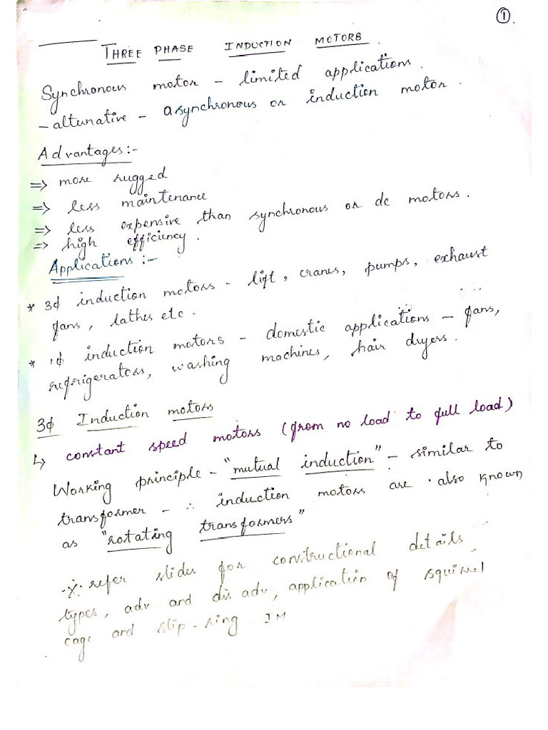Three Phase Induction Motor Notes | PDF