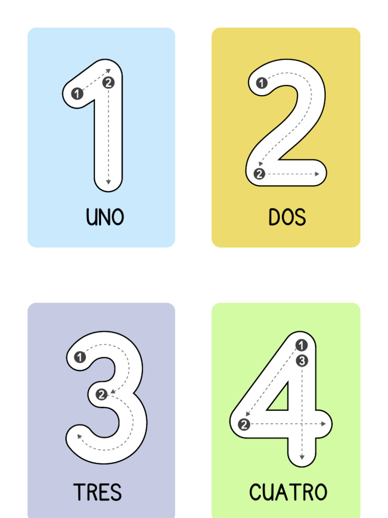 Colorful Number Tracing Flashcards | PDF