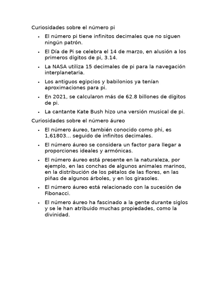 Curiosidades Sobre El Número Pi | PDF
