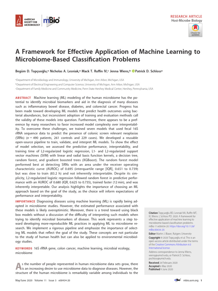 Topçuoğlu Et Al A Framework For Effective Application of Machine ...