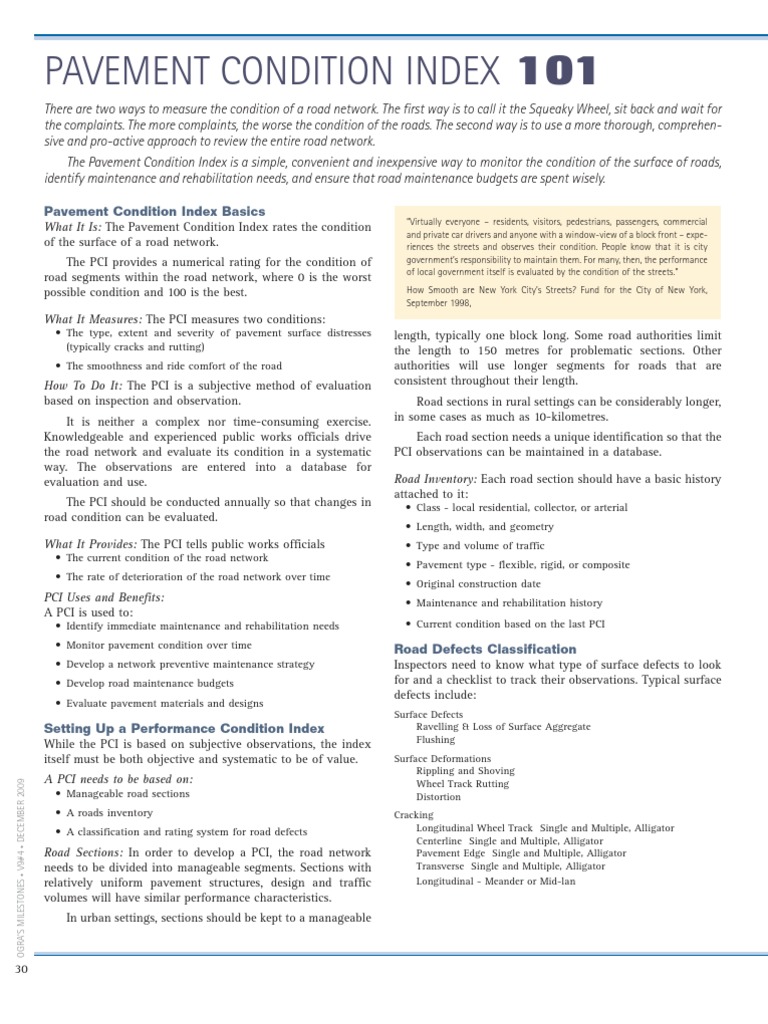 101 Series Pavement Condition Index | PDF | Road | Road Surface