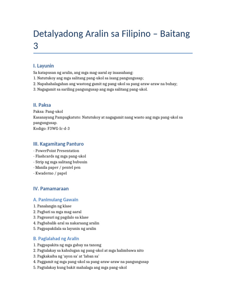 DLP Pang-Ukol Grade3 | PDF