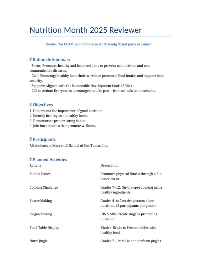 Nutrition Month 2025 Reviewer | PDF