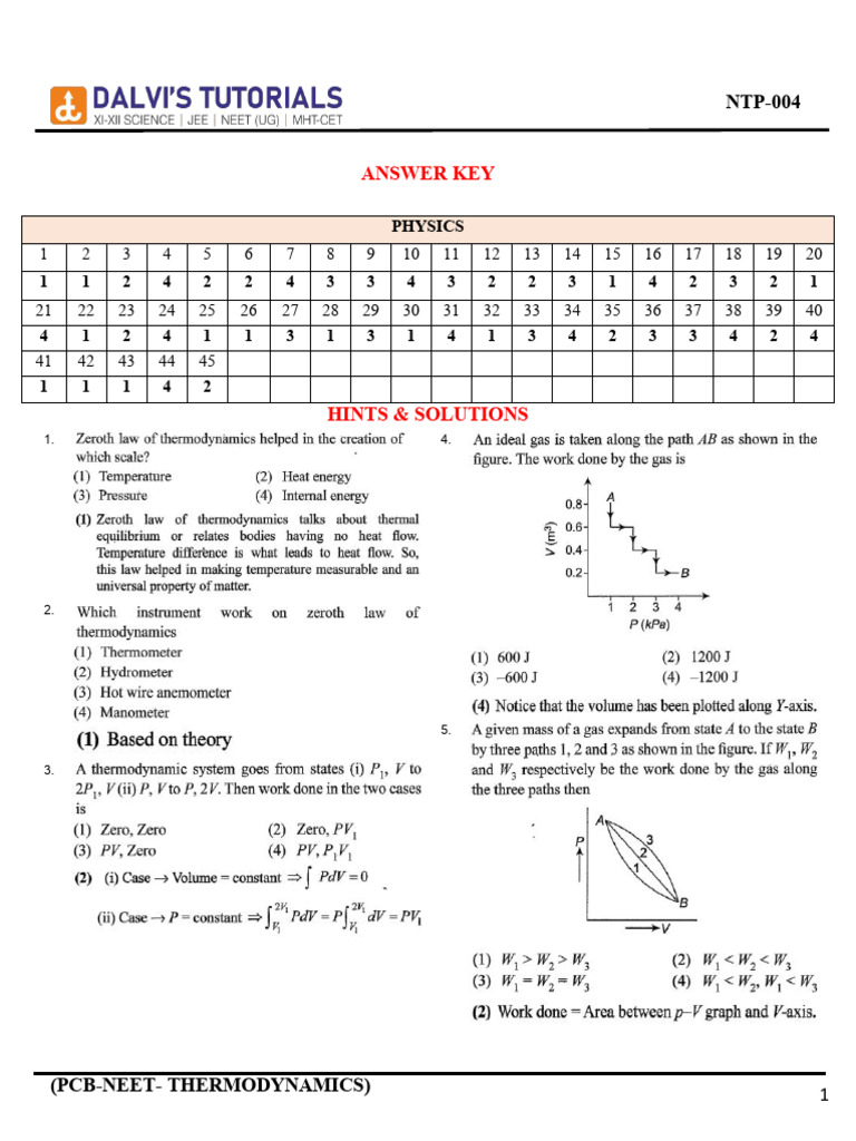 Xiith Neet - NTP - 004 - PCB - Hints & Solutions | PDF | Chess | Chess Theory