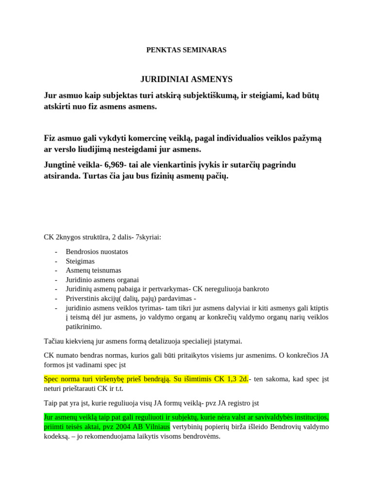 Penktas Seminaras (10.19) - JA I | PDF