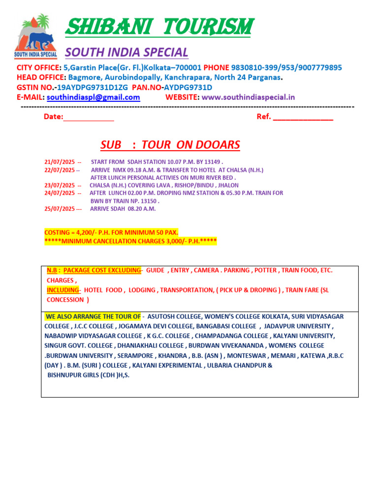Dooars Tour Package Cost Overview | PDF