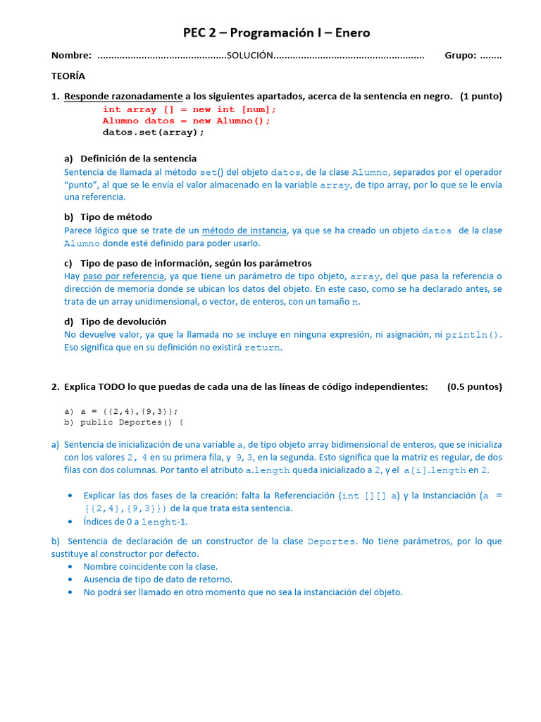 PEC2T - SOLUCIÓN_1ba60310a87ec045da9064f0e490f576 | PDF | Objeto (informática) | Constructor ...