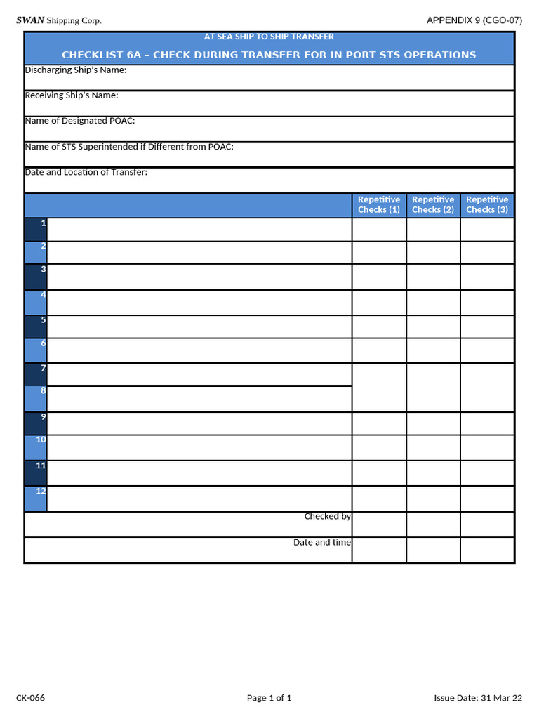 CK-065 STS Checklist 6A | PDF