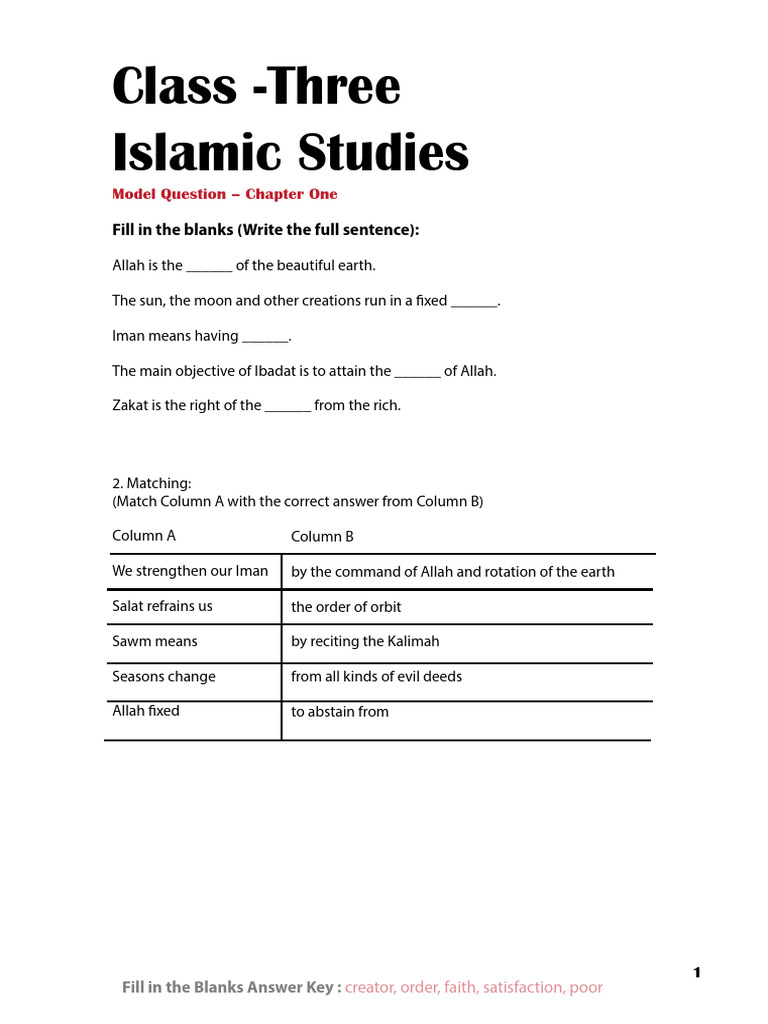 Islamic Studies: Class 3 Overview | PDF | Muhammad | Prophets And ...