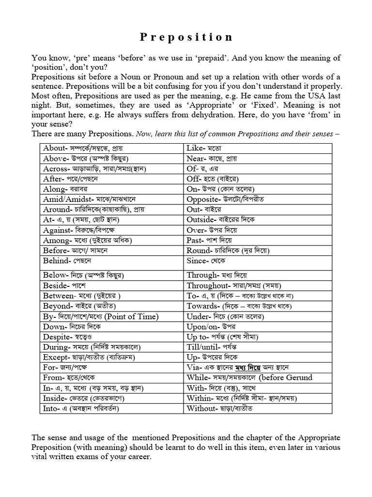 List of Preposition 040423 1 | PDF