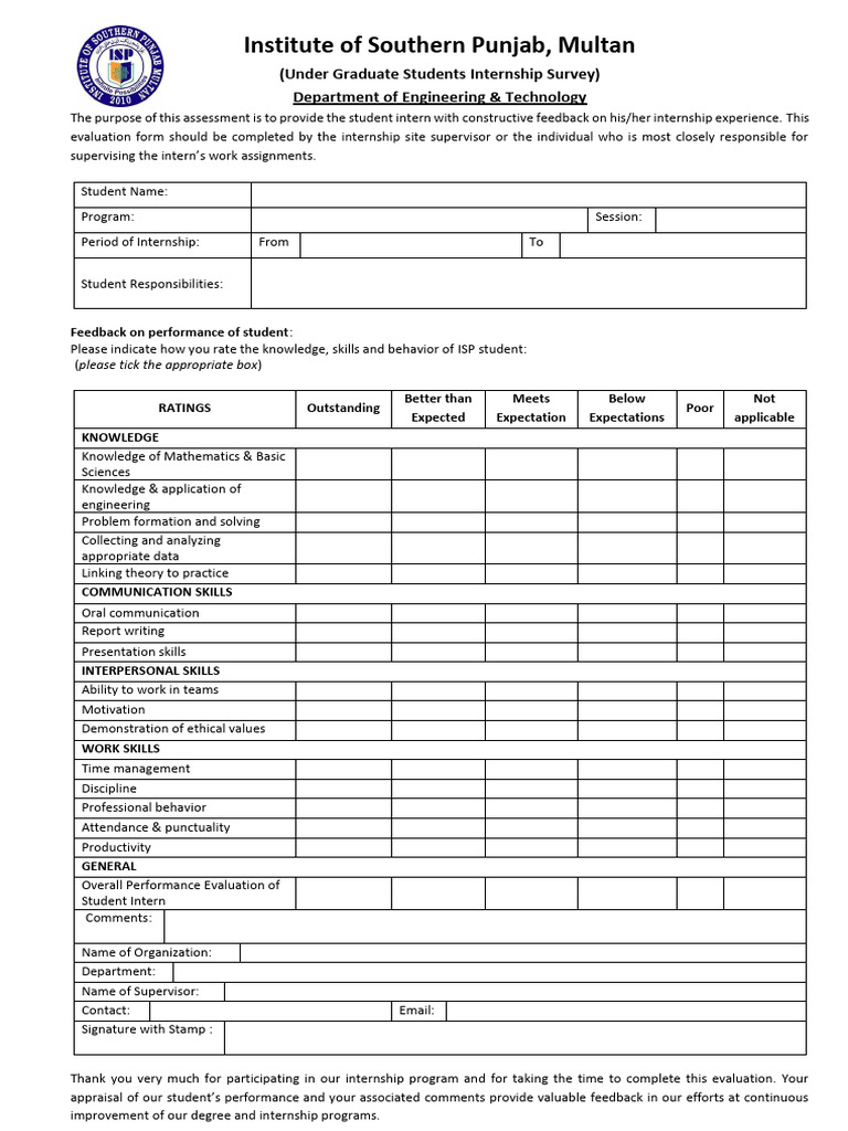 Internship Survey Form | PDF