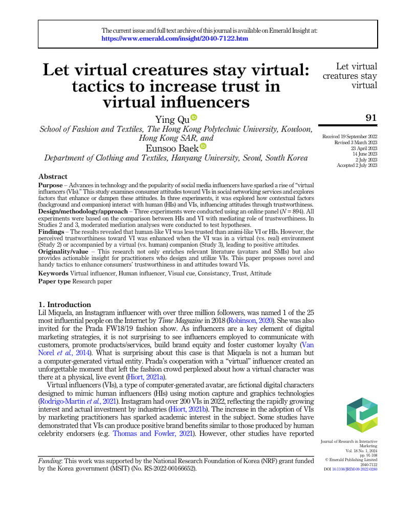 Let Virtual Creatures Stay Virtual Tactics To Increase Trust in Virtual ...