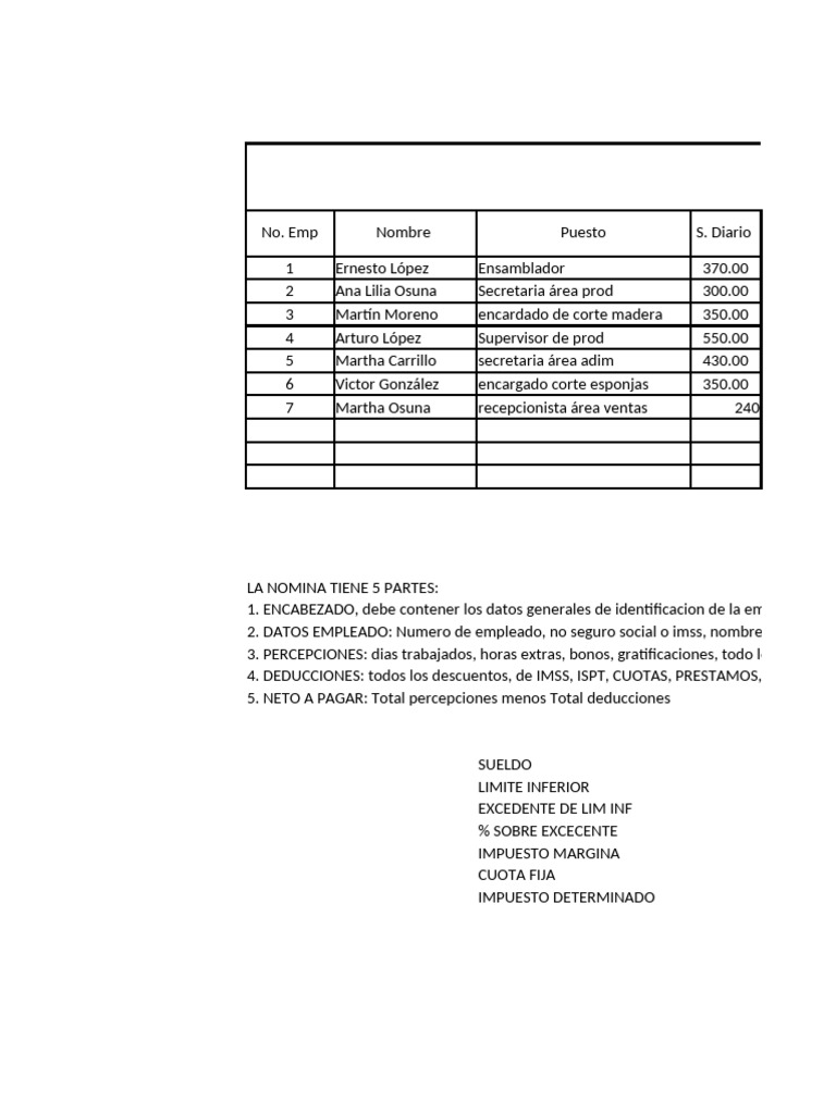 Nomina 4 Marisol | PDF