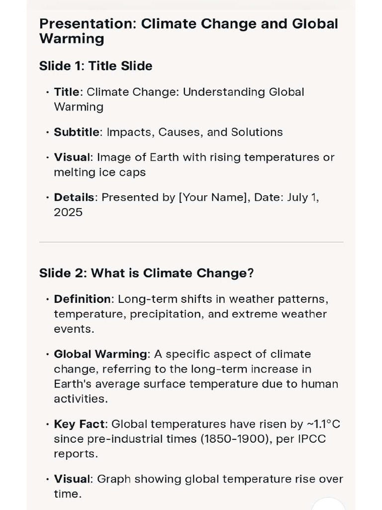 Climate Change With Respect To Global Warming | PDF