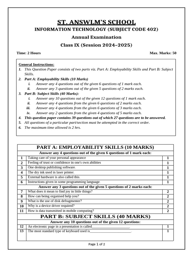 YEARLY COMPUTER 9 Set A | PDF | Computing | Software