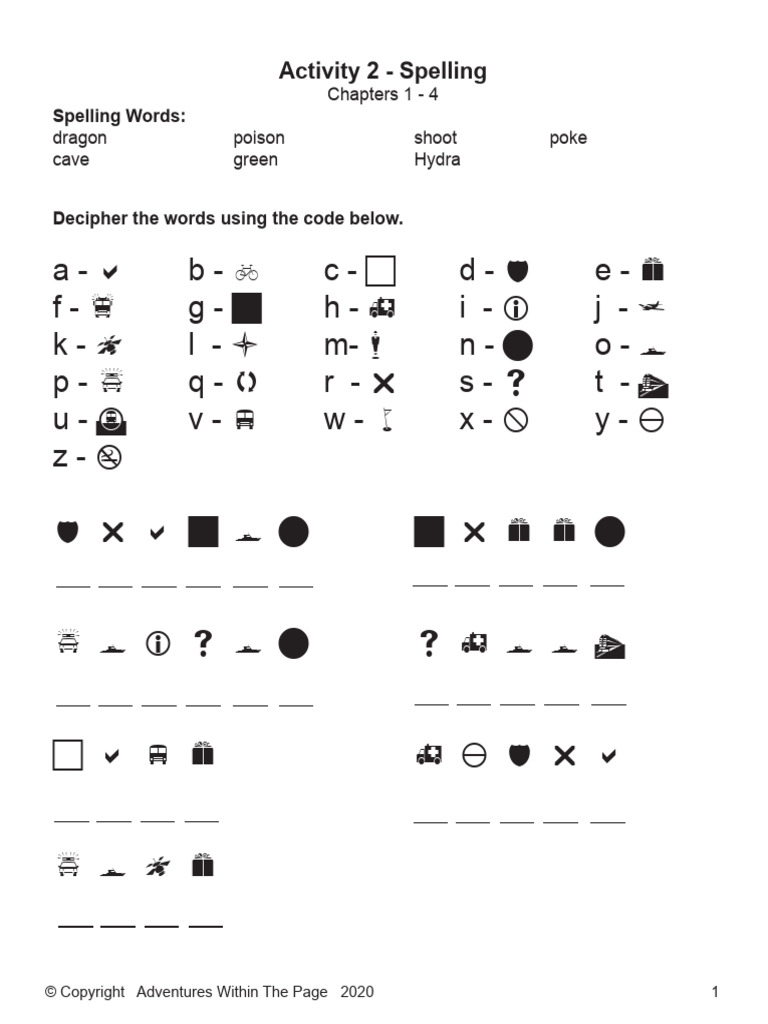 Spelling Activity: Chapters 1-4 Words | PDF