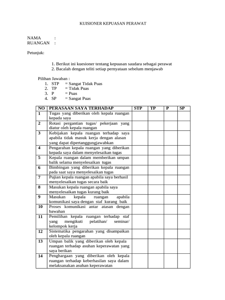 Kuisioner Perawat New | PDF