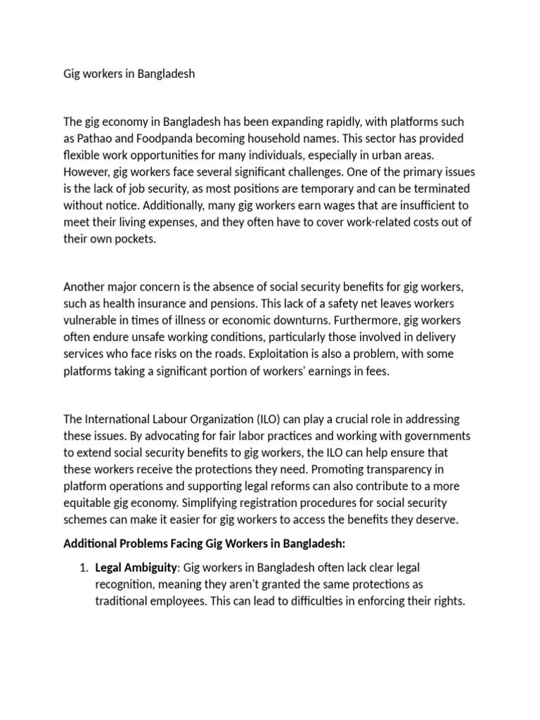 Challenges in Bangladesh's Gig Economy | PDF | Occupational Safety And ...