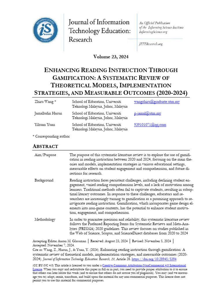 Enhancing Reading Instruction Through Gamification | PDF | Systematic ...