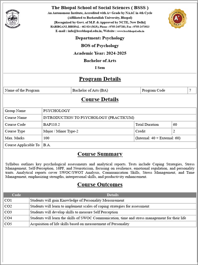 Introduction To Psychology (Practicum) | PDF | Psychological Resilience | Psychology