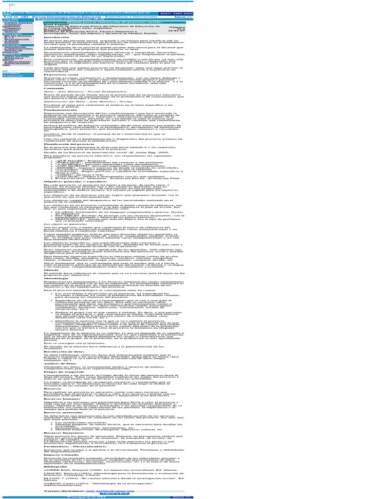 Modelo para La Elaboración de Proyectos Sociales | PDF | Planificación | Método científico