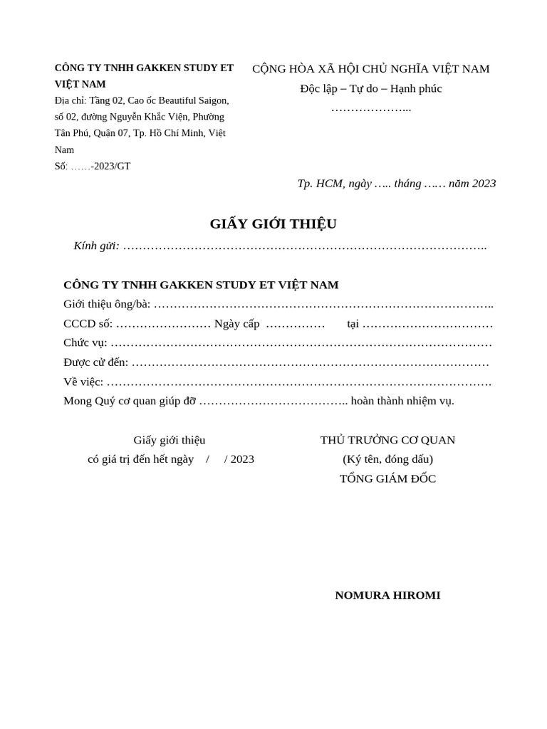 Giay Gioi Thieu | PDF