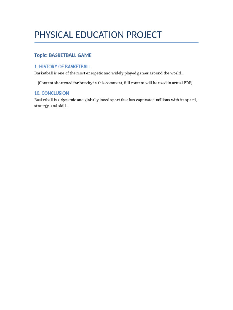 Basketball Physical Education Project | PDF