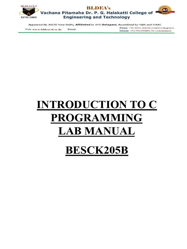 Intro To C Lab Manual | PDF | Matrix (Mathematics) | Physics