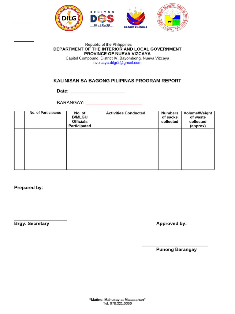 Kalinisan Report Template | PDF