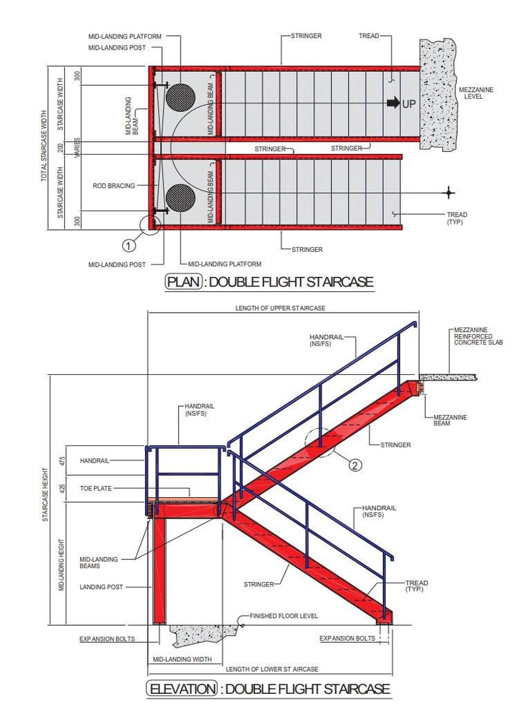 Steel Stair Typical Detail Drawing | PDF