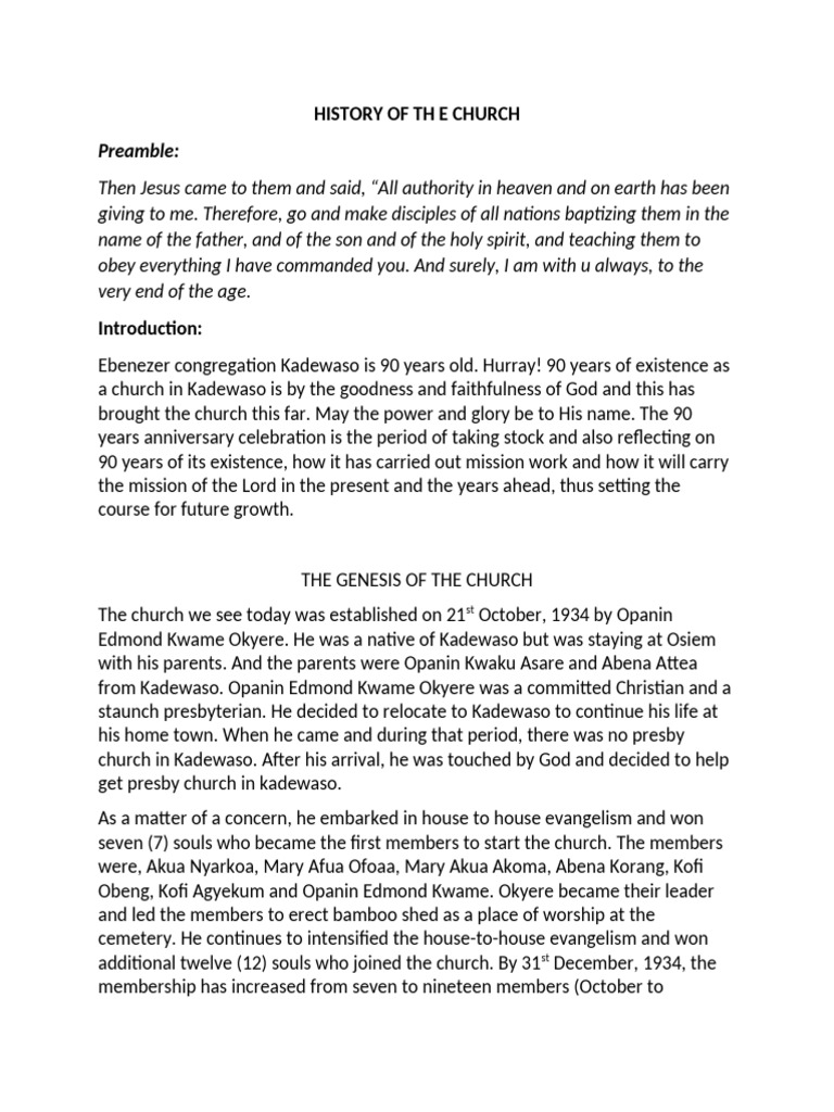 History of The Church Edited | PDF | Presbyterianism | Christian Mission