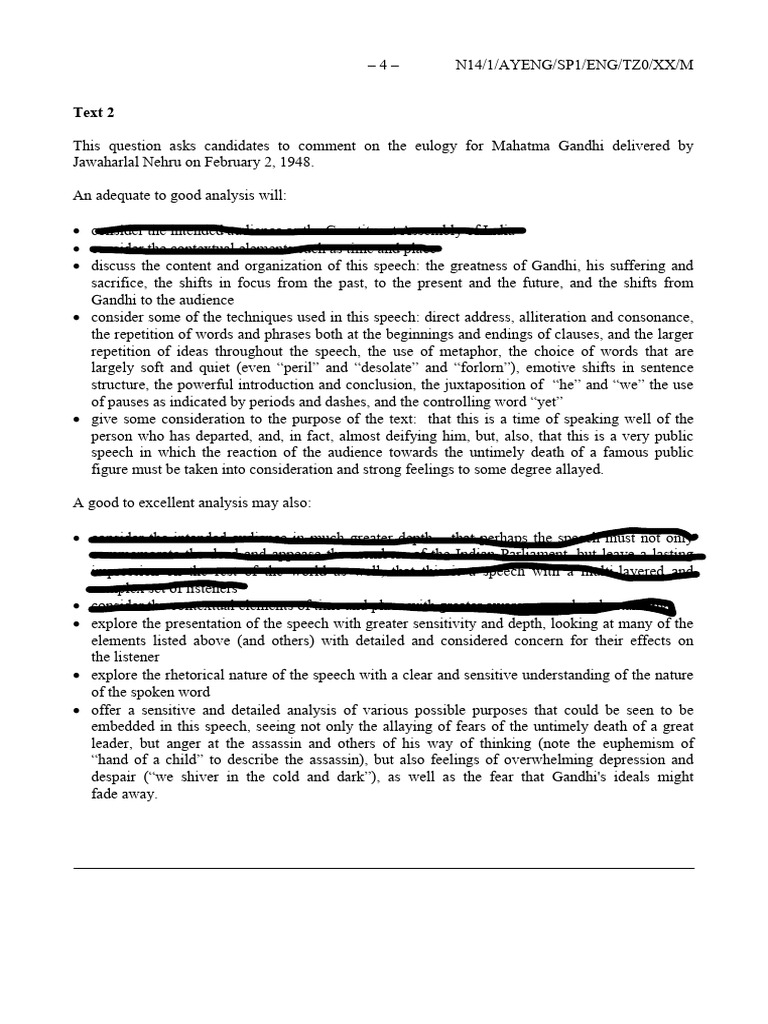 Microsoft Word - N141ayengsp1engtz0xxm - English A Language and Literature Paper 1 SL Markscheme ...