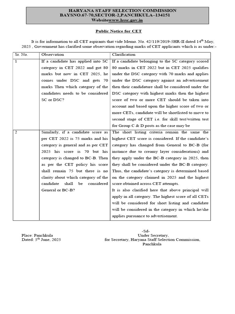 CET 2025 Candidate Category Clarifications | PDF