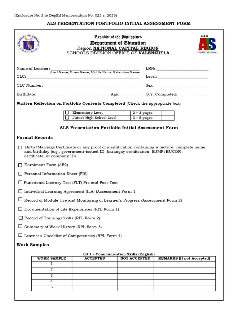 Enclosure 2 Initial Assessment Form | PDF | Cognition | Education Theory
