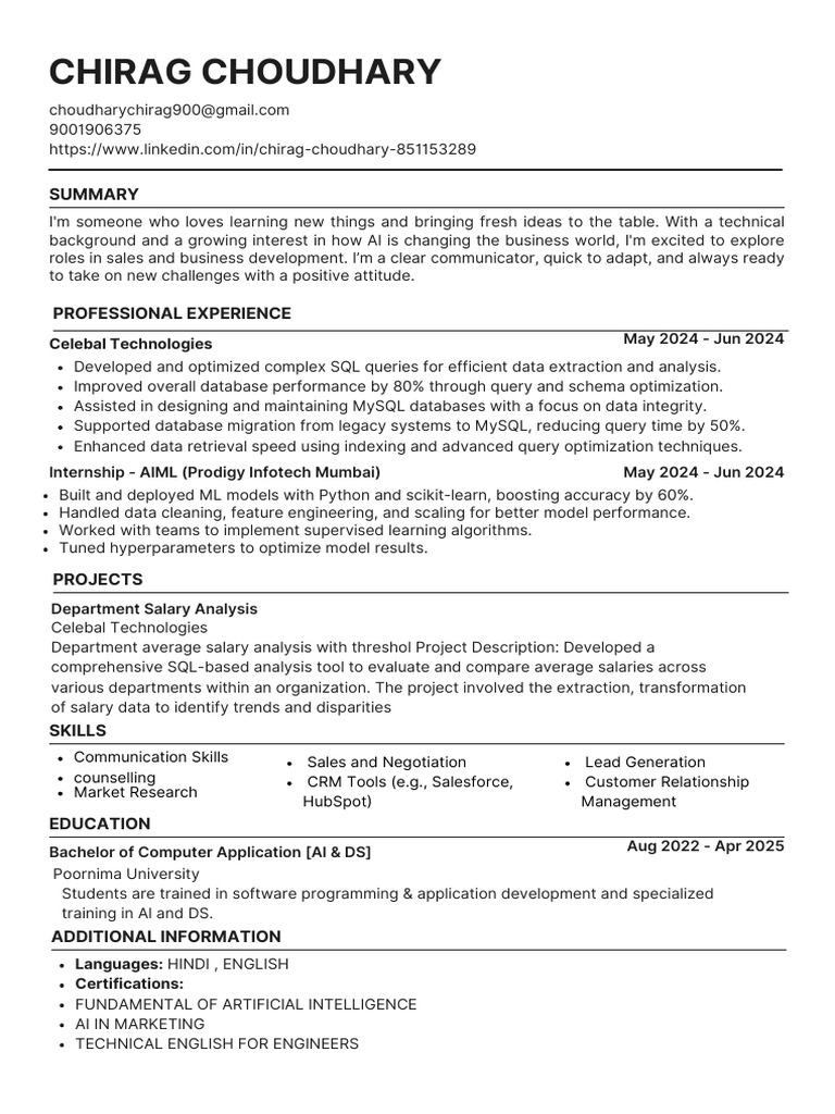 Chirag Choudhary Final Resume | PDF