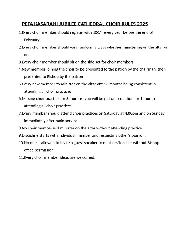 PEFA Choir Rules 2025 | PDF