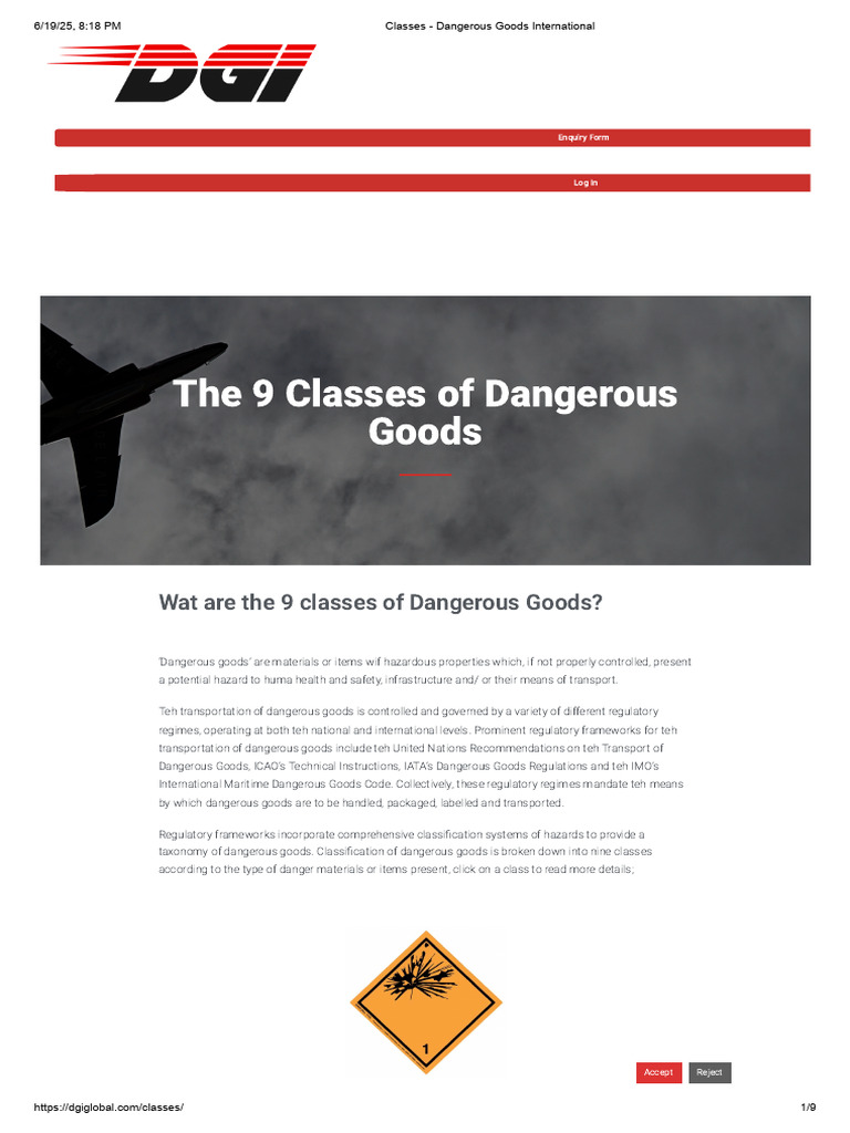 Classes - Dangerous Goods International | PDF | Dangerous Goods ...